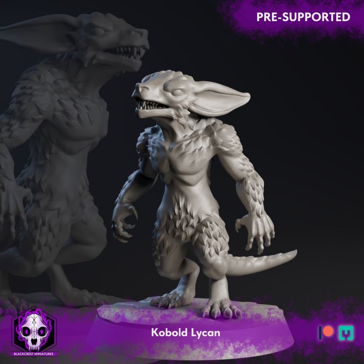 3D Printable Caelitum Adventurers | Kobold Lycan D by Blackcrest Miniatures