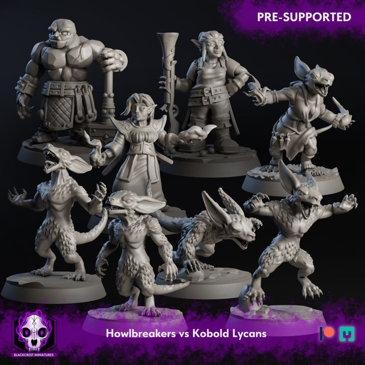 3D Printable Caelitum Adventurers | Howlbreakers vs Kobold Lycans (8 ...