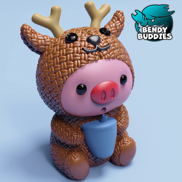 3D Printable Deerberry Pig Deer Costume / Cute Knitted Beast Model ...