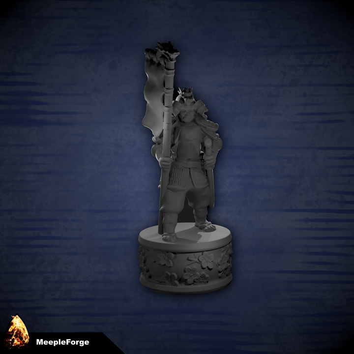 3D Printable Chess Pieces - Japanese Shogun Style by Andy at MeepleForge