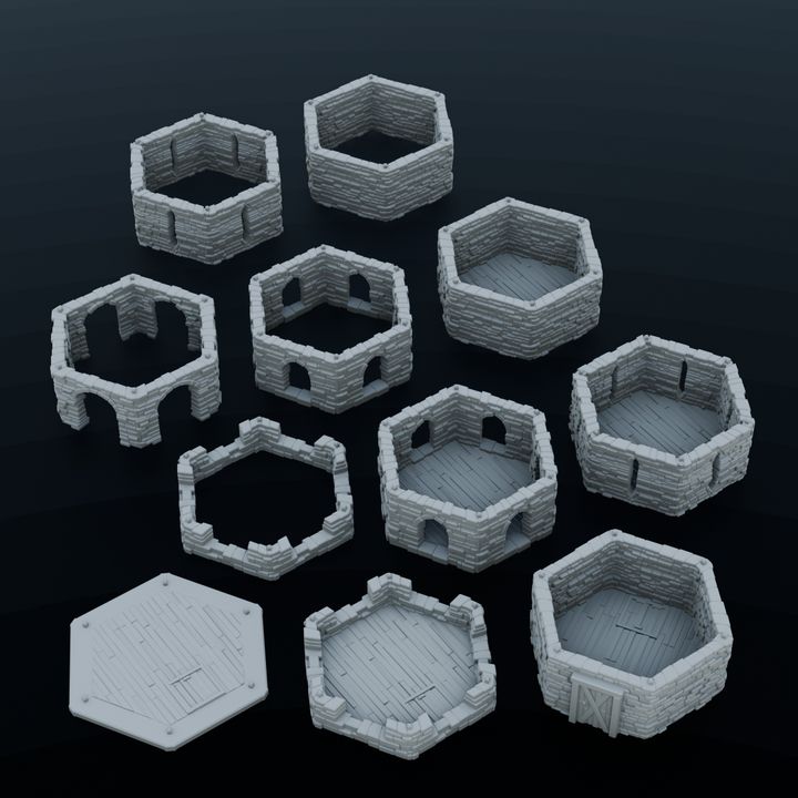 3D Printable Hex Tower by WastelandScenics