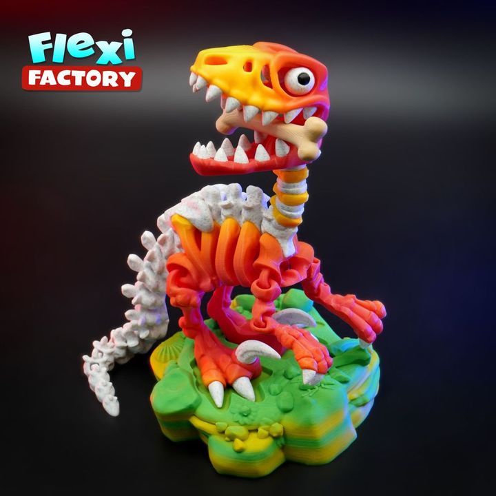 3D Printable Flexi Factory Skeleton Raptor Dinosaur (Velociraptor) by ...