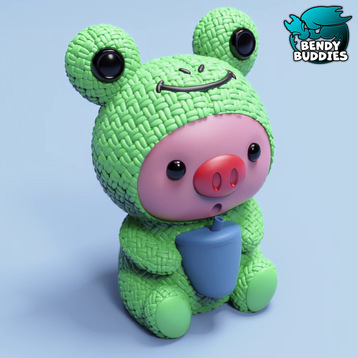 3D Printable Piggy Frog Costume / Cute Knitted Beast Model ...