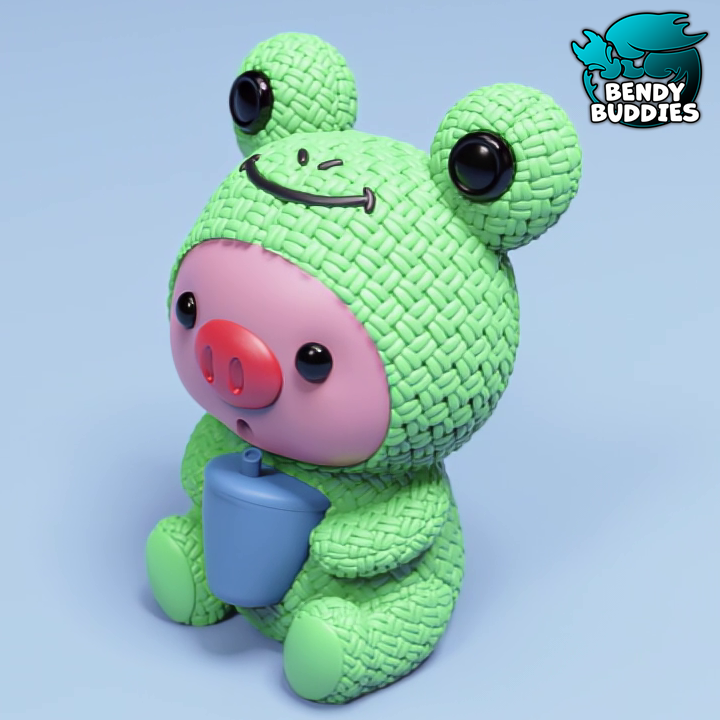 3D Printable Piggy Frog Costume / Cute Knitted Beast Model ...