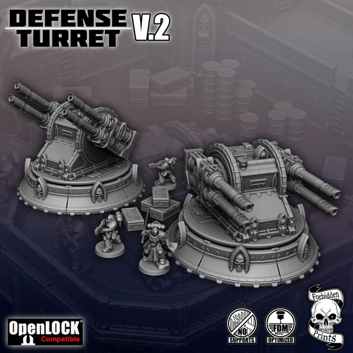 3D Printable Defense Turret V.2 by Forbidden Prints