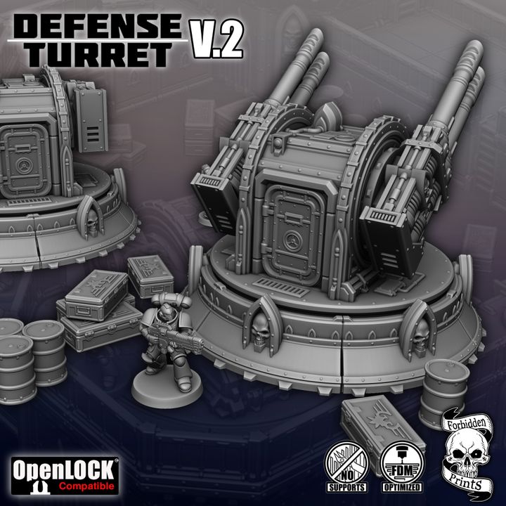 3D Printable Defense Turret V.2 by Forbidden Prints