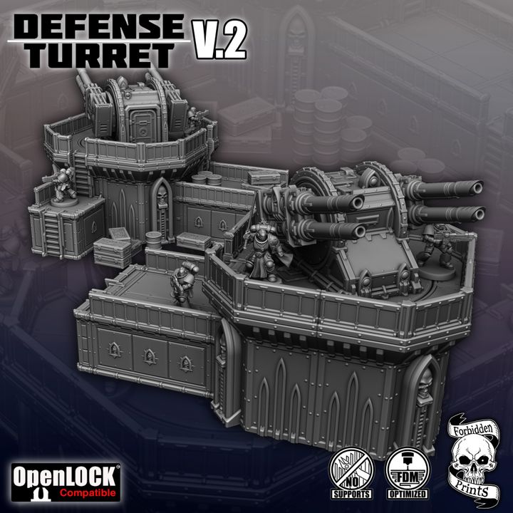 3D Printable Defense Turret V.2 by Forbidden Prints