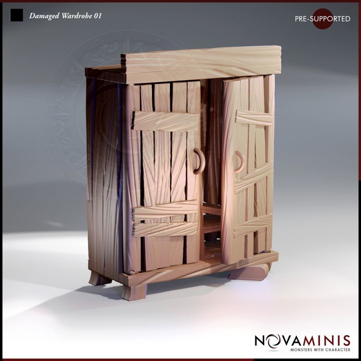 3D Printable Damaged Wardrobe 01 by NOVAMINIS