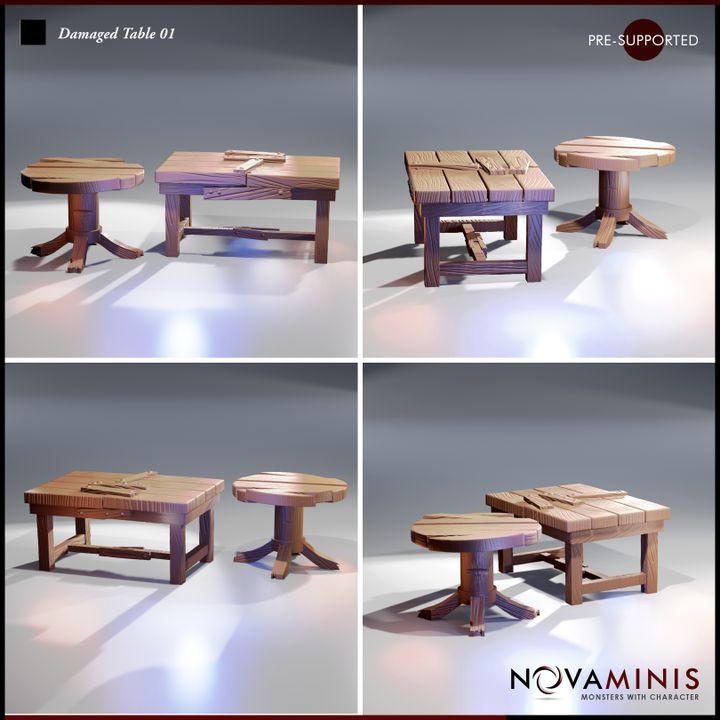 3D Printable Damaged Table 01 by NovaMinis