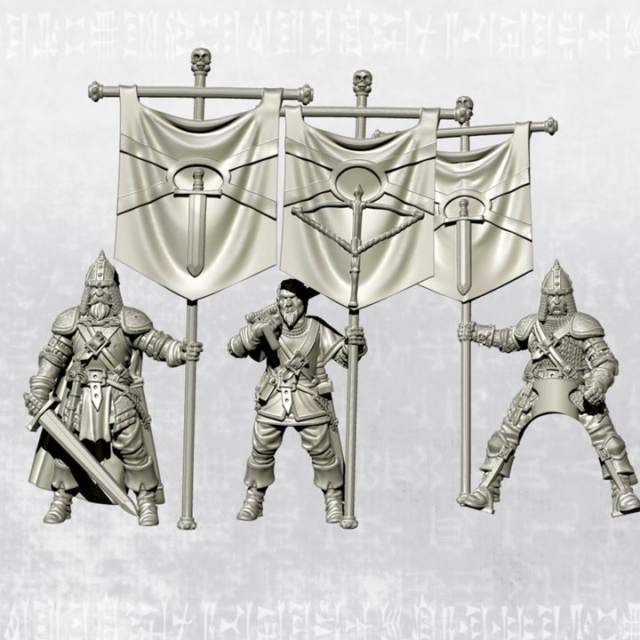 3D Printable REINHARDT'S BANNERMEN WITH SYMBOLS by Ezipion Digital Store