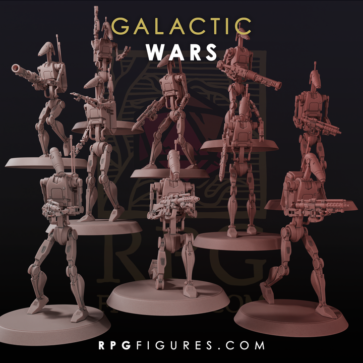 3D Printable Galactic Wars | T1 Combat Automatons Squad by RPG Figures