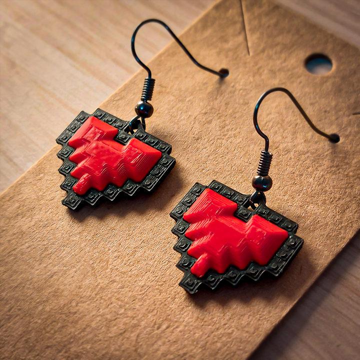 3D Printable 3D Pixel Art Heart Earrings from The Legend of Zelda - Fun ...