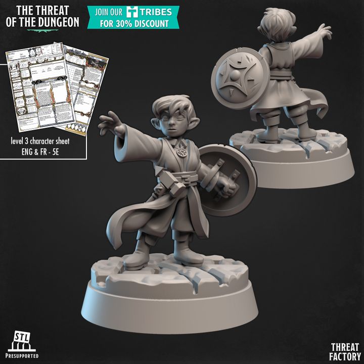 3D Printable Gnome Cleric by Threat Factory