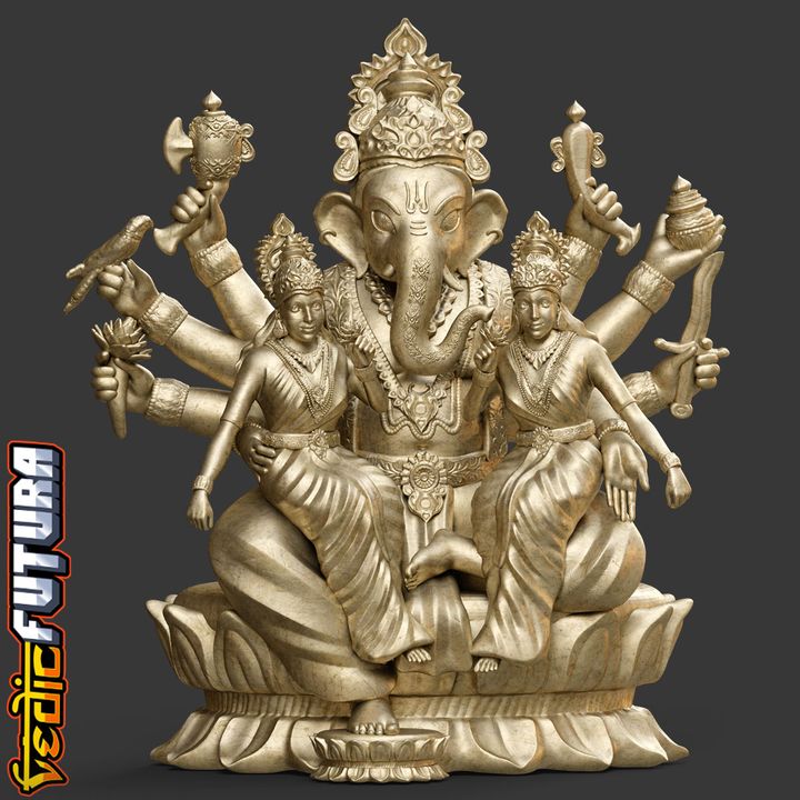 3D Printable Ganesha with Riddhi and Siddhi: Bestower of Dual ...
