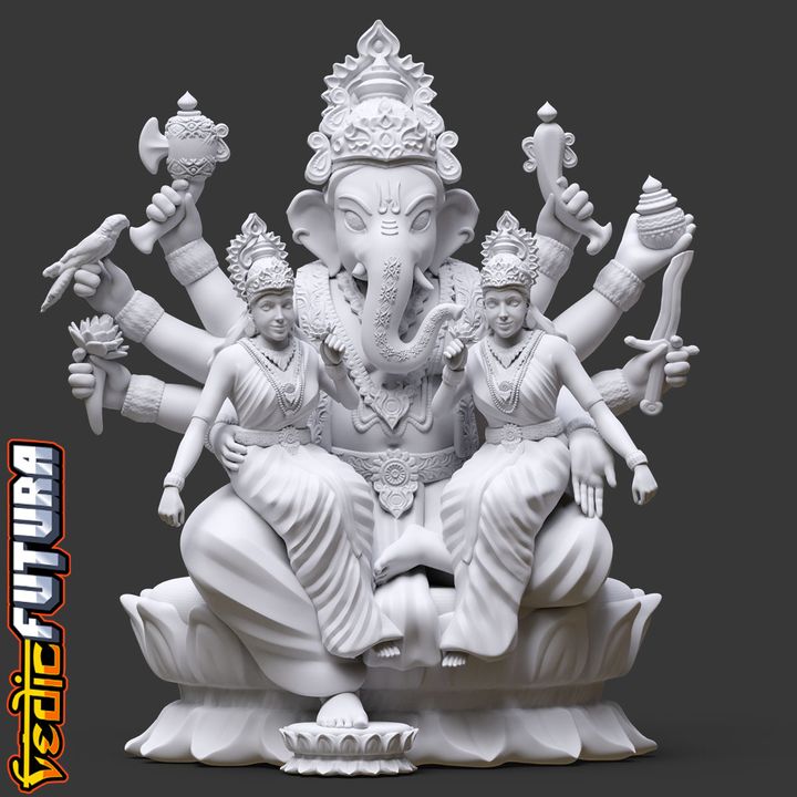 3D Printable Ganesha with Riddhi and Siddhi: Bestower of Dual ...