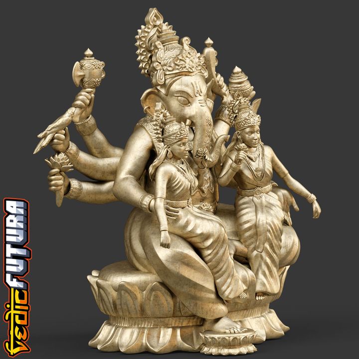 3D Printable Ganesha with Riddhi and Siddhi: Bestower of Dual ...