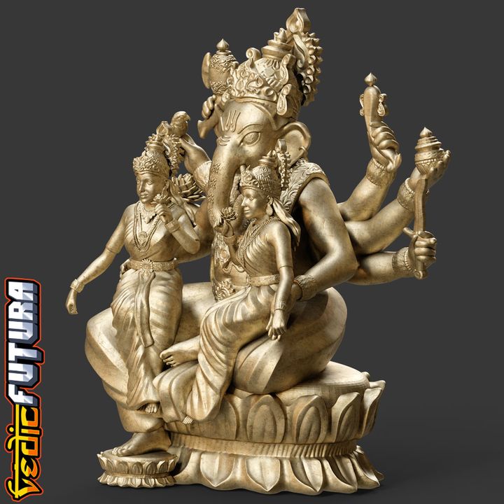 3D Printable Ganesha with Riddhi and Siddhi: Bestower of Dual ...