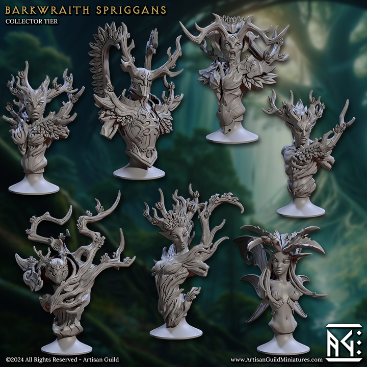 3D Printable Barkwraith Spriggans Busts by Artisan Guild