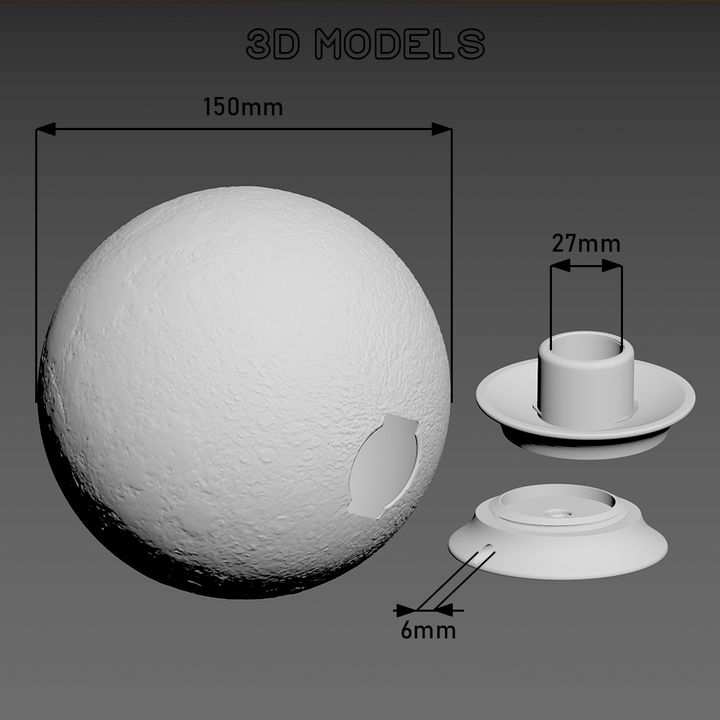 3D Printable Realistic Moon Lamp 15cm - Perfect Gift & Bedroom Decor by ...