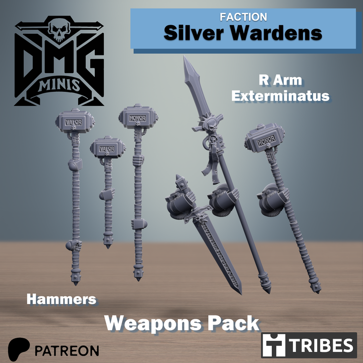 3D Printable Silver Wardens Weapons Pack by Chad Hoverter