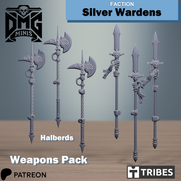 3D Printable Silver Wardens Weapons Pack by Chad Hoverter