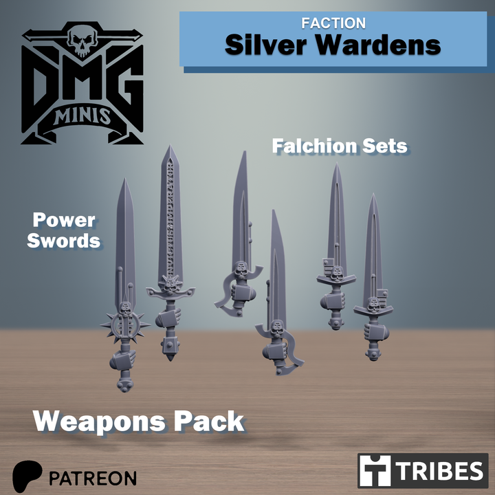 3D Printable Silver Wardens Weapons Pack by Chad Hoverter