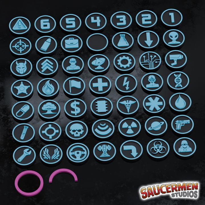 3D Printable Sci-fi RPG Tokens – Pack One by Saucermen Studios