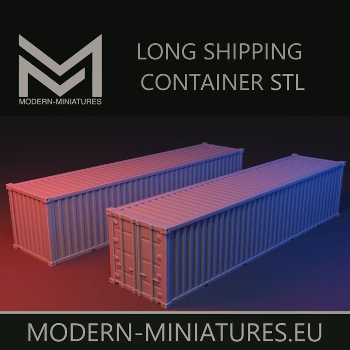 3D Printable Long Shipping Container by Modern-Miniatures.eu