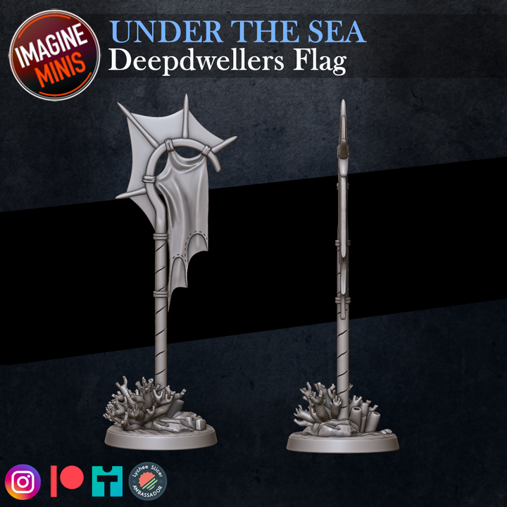 3D Printable Under The Sea - Deep Dwellers Flag by Imagine Minis 3D Printable Under The Sea - Deep Dwellers Flag by Imagine Minis