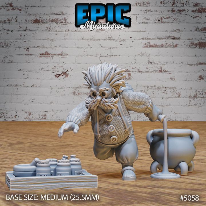 3D Printable Halfling Villager Alchemist / Alchemy Master / Scientist ...