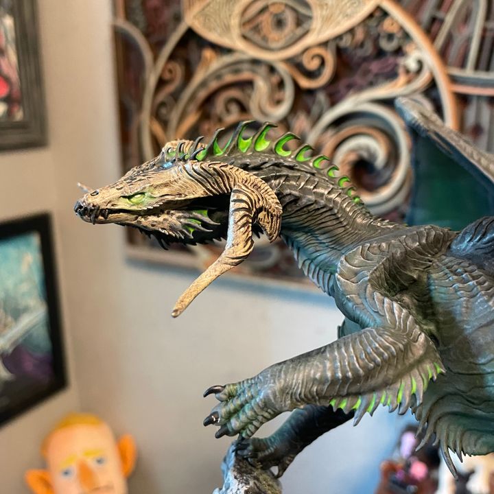 3D Print of Chromatic Black Dragon - 2024 Redesign Stand by spencerkelley
