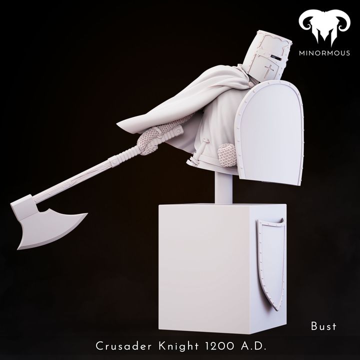 3D Printable Bust - Crusader Knight 12th-13th CAD - Vigilant Sentinel ...