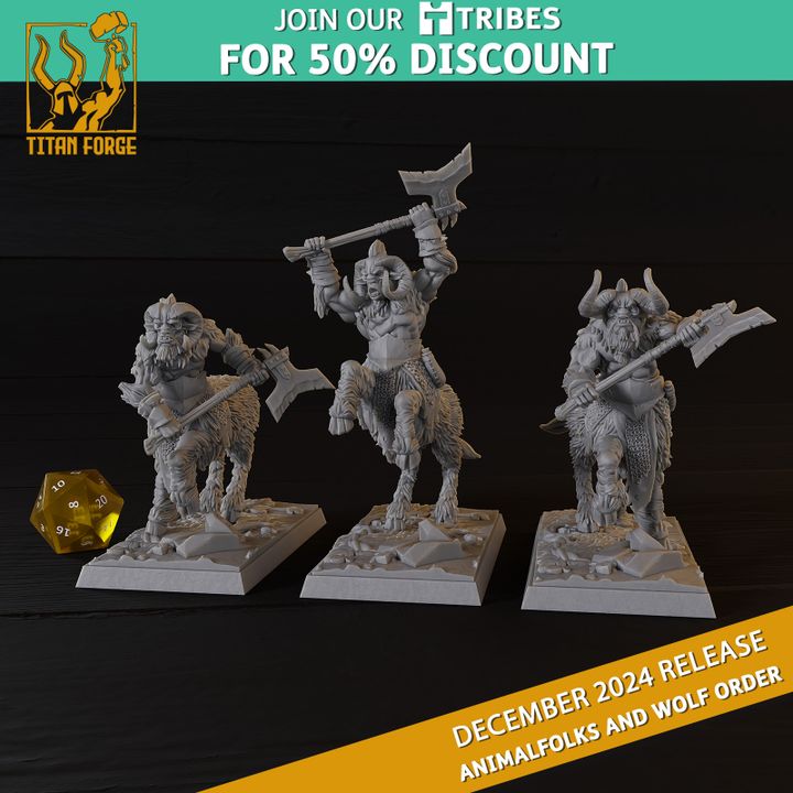 3D Printable Beast Centaurs - Animalfolks and Wolf Order - Titan Forge ...