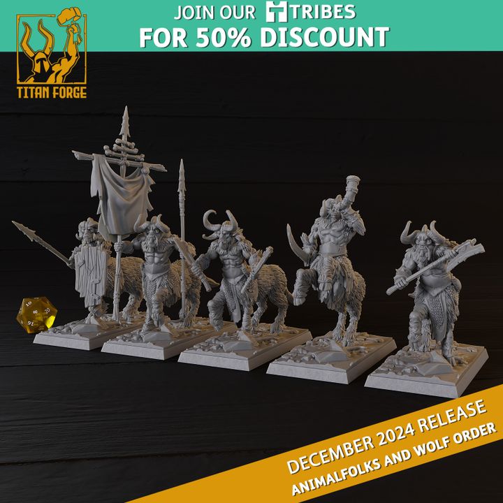 3D Printable Beast Centaurs - Animalfolks and Wolf Order - Titan Forge ...