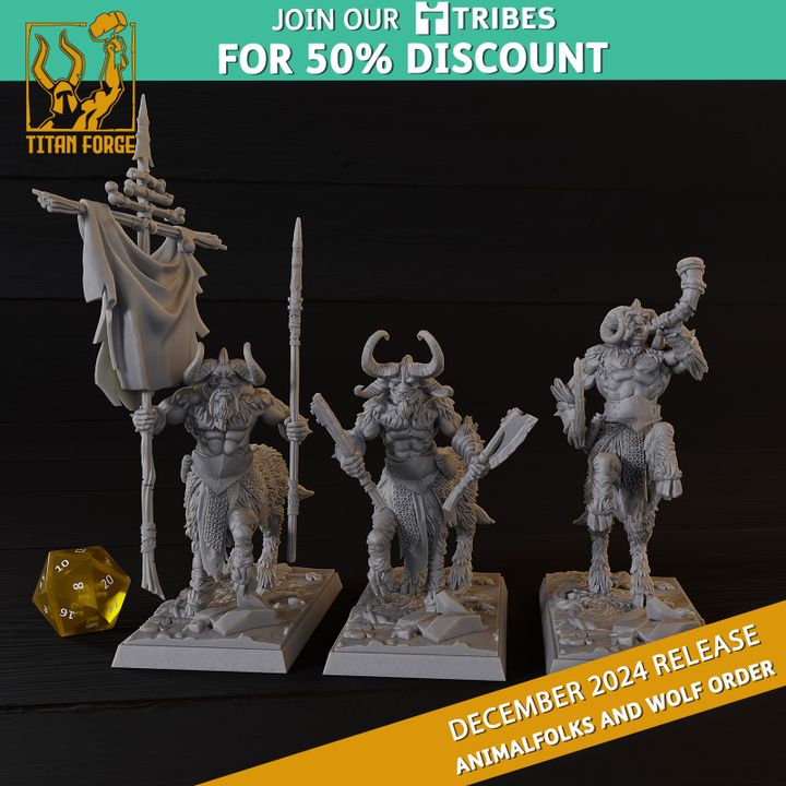 3D Printable Beast Centaurs - Animalfolks and Wolf Order - Titan Forge ...