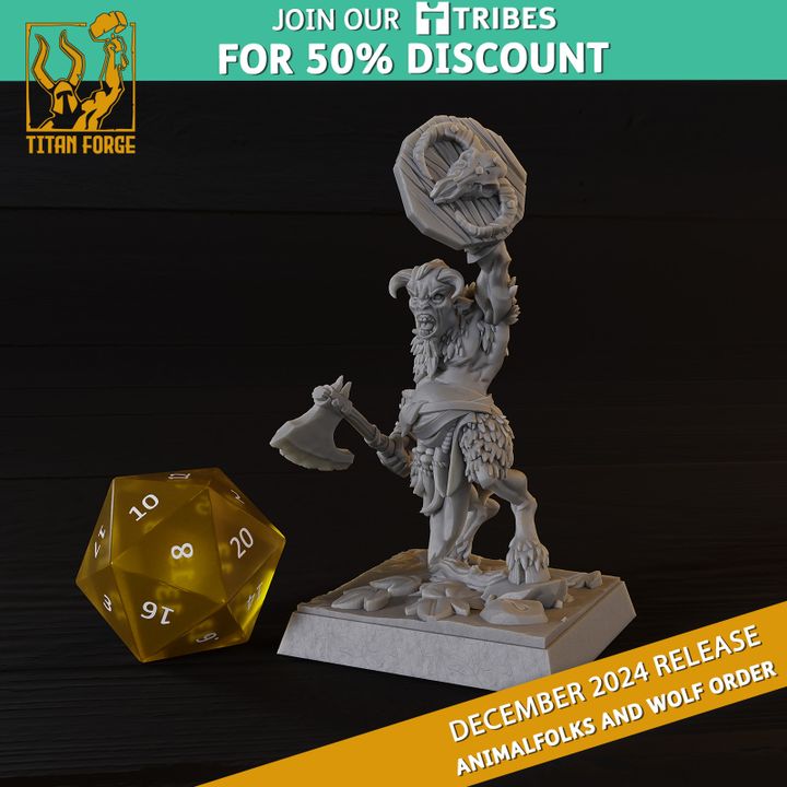 3D Printable Beast Satyrs Melee - Animalfolks and Wolf Order - Titan ...