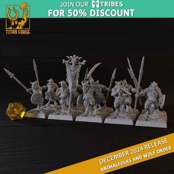 3D Printable Beast Satyrs Melee - Animalfolks and Wolf Order - Titan ...