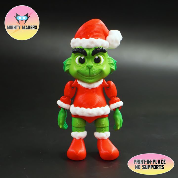 3D Printable Print In Place Flexi Grinch by Mighty Makers