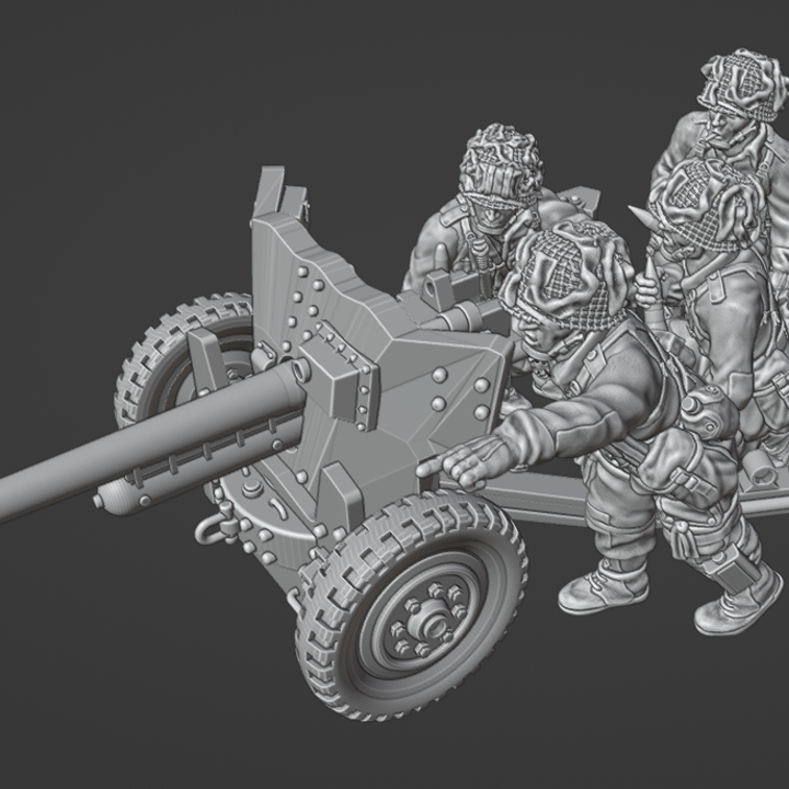 3D Printable WW2 28mm US AIRBORNE 57mm AT GUN by Colonel Muller