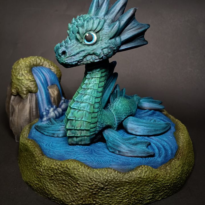 3D Print of PRINT IN PLACE FLEXI WATER DRAGON ARTICULATED by Jasara