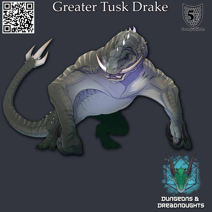 3D Printable Greater Tusk Drake - 5e Stats/ Monster / Custom Item Card ...