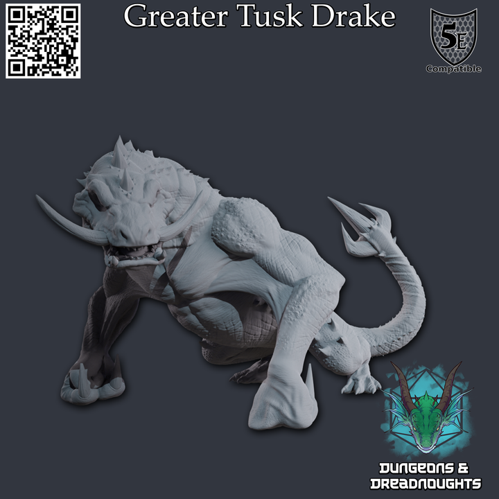 3D Printable Greater Tusk Drake - 5e Stats/ Monster / Custom Item Card ...