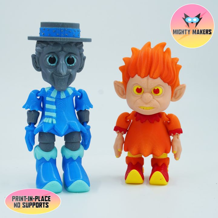 3D Printable Print In Place Flexi Snow Miser And Heat Miser Articulated ...