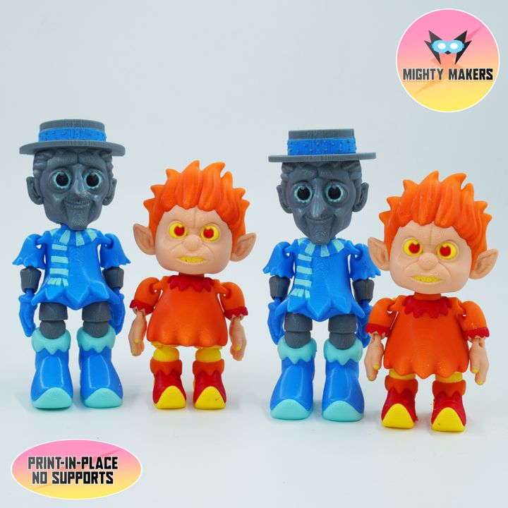 3D Printable Print In Place Flexi Snow Miser And Heat Miser Articulated ...