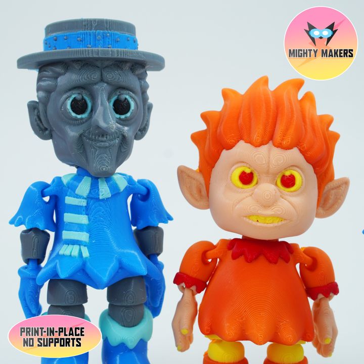 3D Printable Print In Place Flexi Snow Miser And Heat Miser Articulated ...