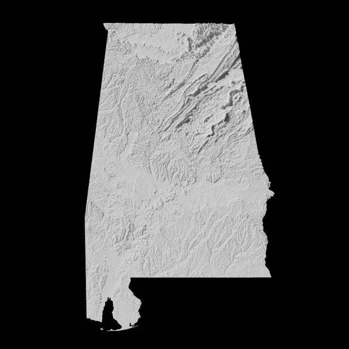 3D Printable USA State of Alabama Topographic Map - 3D Terrain ...