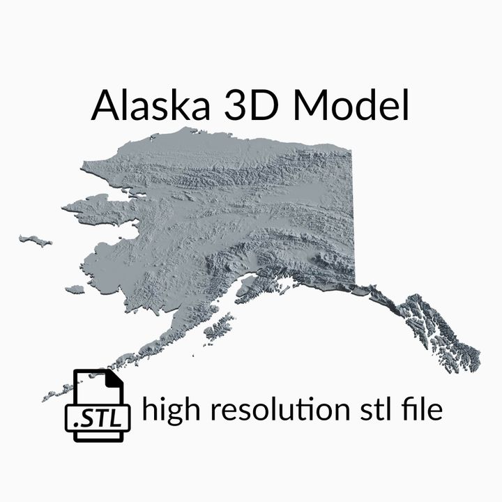 3D Printable USA State of Alaska Topographic Map - 3D Terrain Elevation ...
