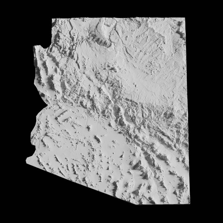 3D Printable USA State of Arizona Topographic Map - 3D Terrain ...