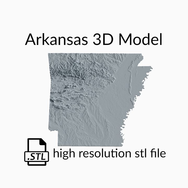 3D Printable USA State of Arkansas Topographic Map - 3D Terrain ...