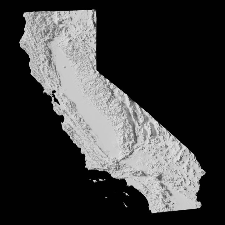 3D Printable USA State of California Topographic Map - 3D Terrain ...
